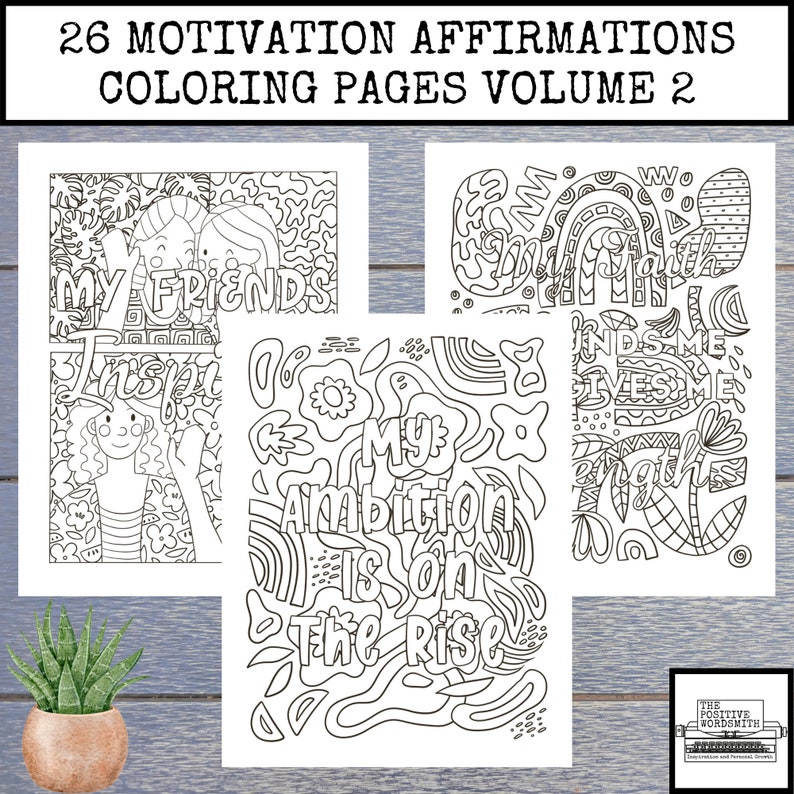 26 Motivation Affirmations Coloring Pages Volume 2, Inspirational ...