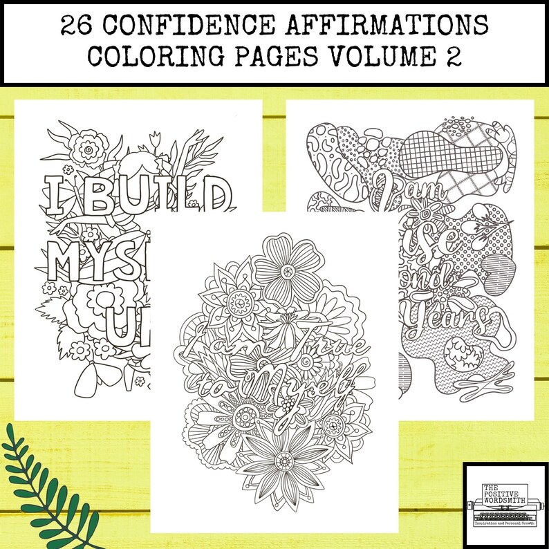 26 Confidence Affirmations Coloring Pages Volume 2, Inspirational ...