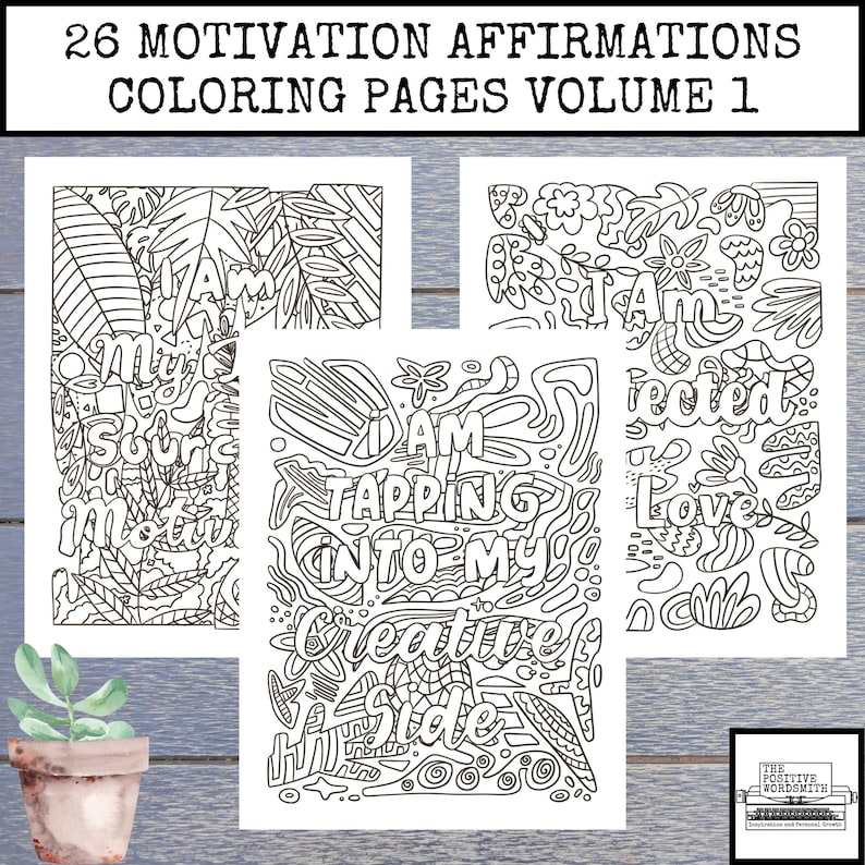26 Motivation Affirmations Coloring Pages Volume 1, Inspirational ...