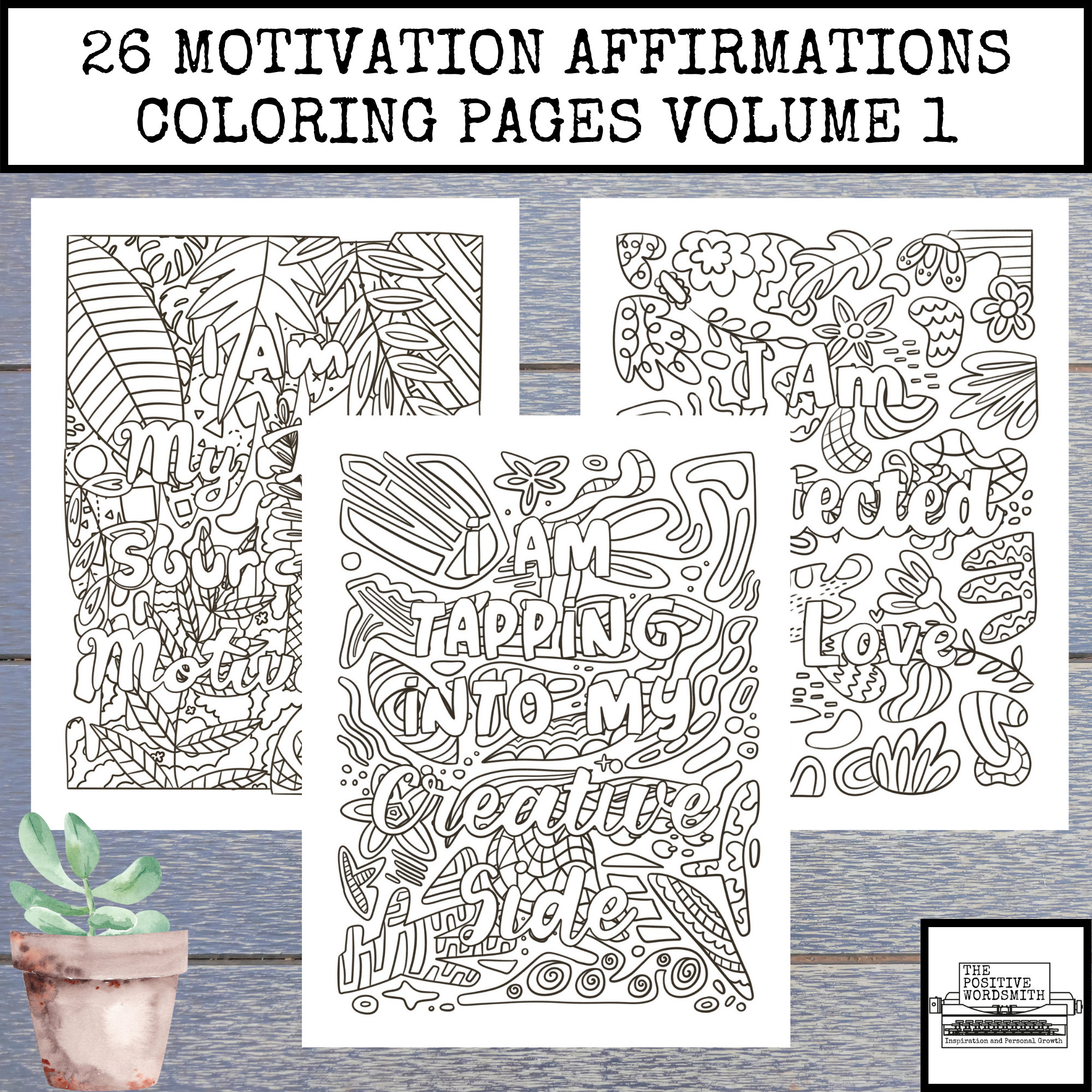 26 Motivation Affirmations Coloring Pages Volume 1, Inspirational ...