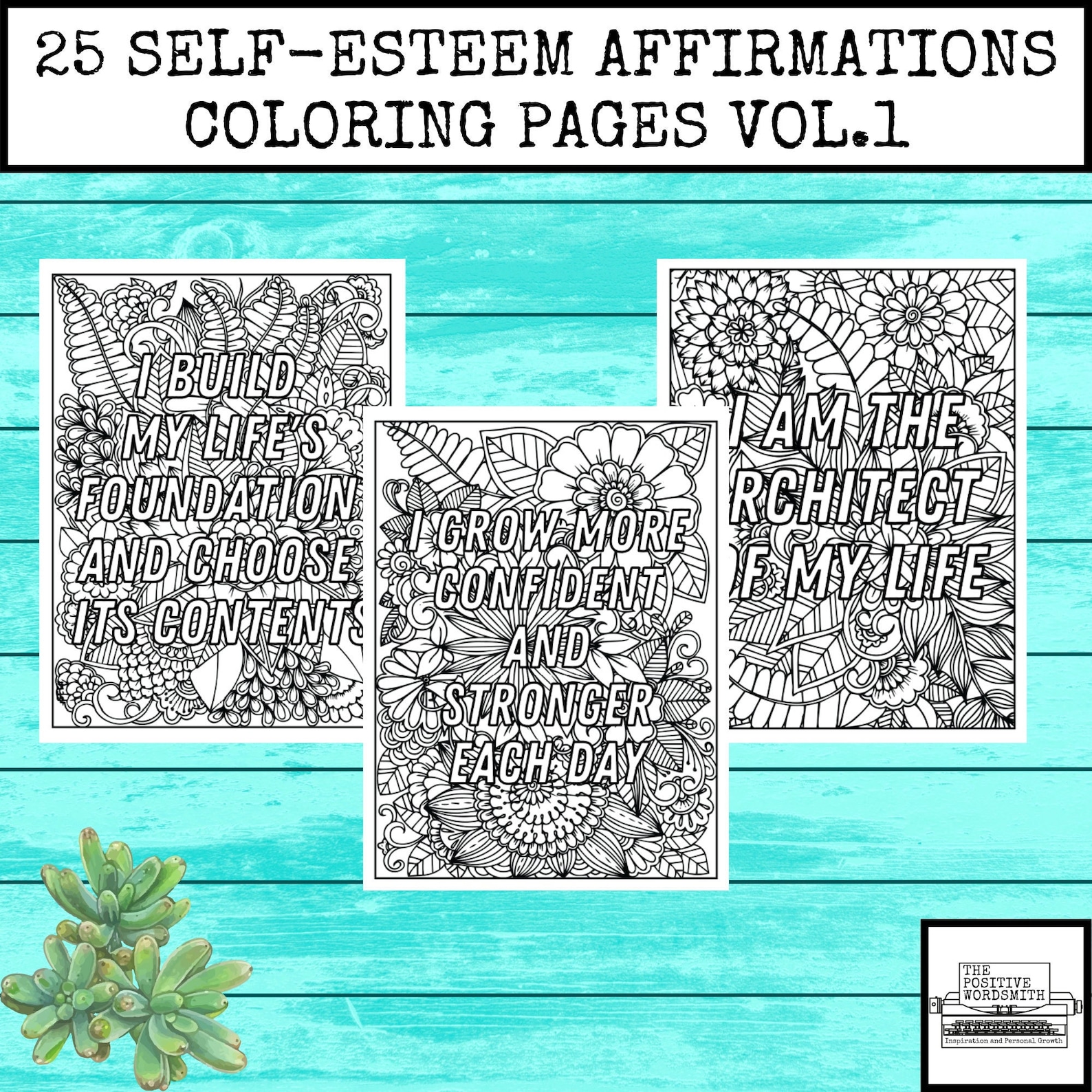 25 Self-esteem Affirmation Coloring Pages Volume 1, Inspirational ...
