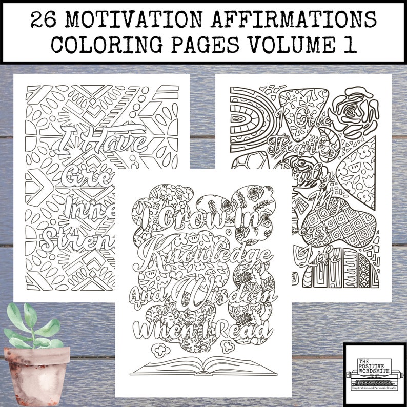 26 Motivation Affirmations Coloring Pages Volume 1, Inspirational ...