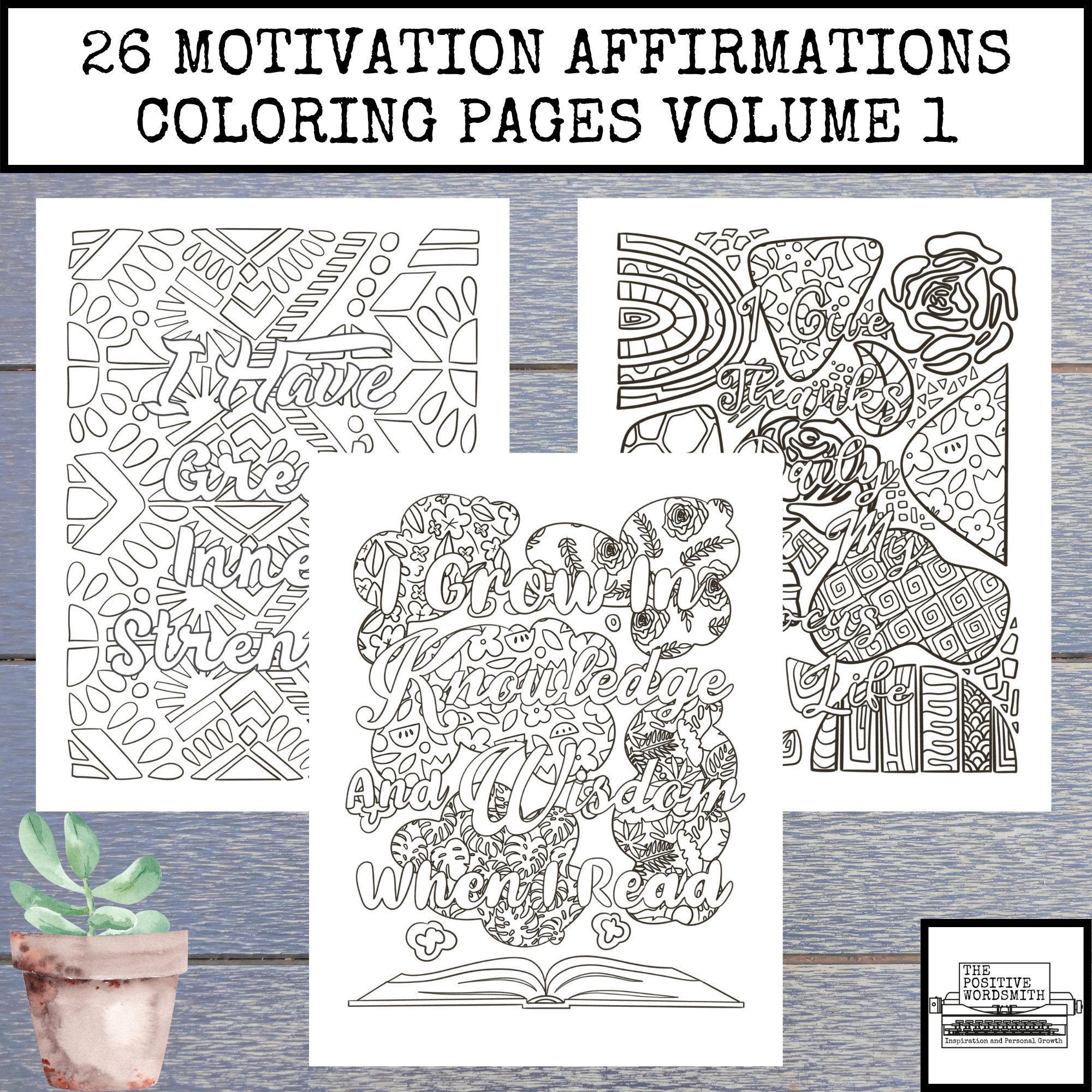26 Motivation Affirmations Coloring Pages Volume 1, Inspirational ...