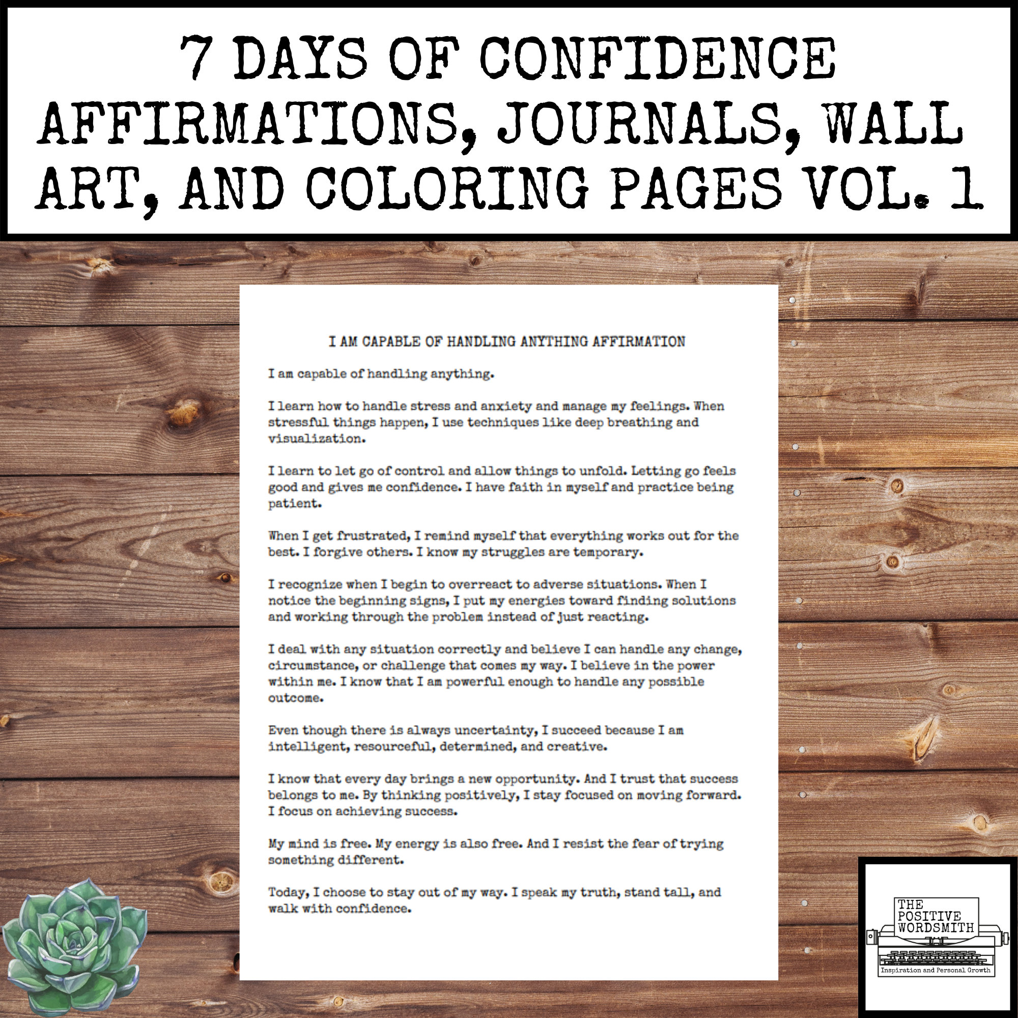 7 Days of Self-confidence Affirmations Journals Wall Art - Etsy