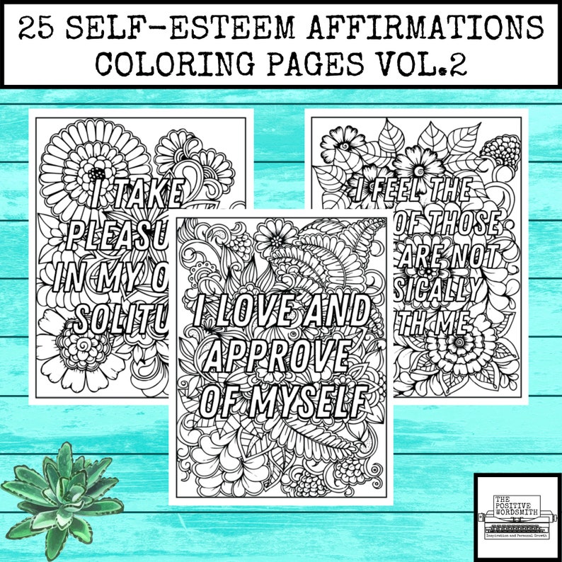 25 Self-esteem Affirmation Coloring Pages Volume 2, Inspirational ...