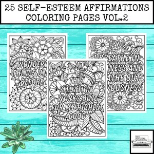 25 Self-esteem Affirmation Coloring Pages Volume 2, Inspirational ...