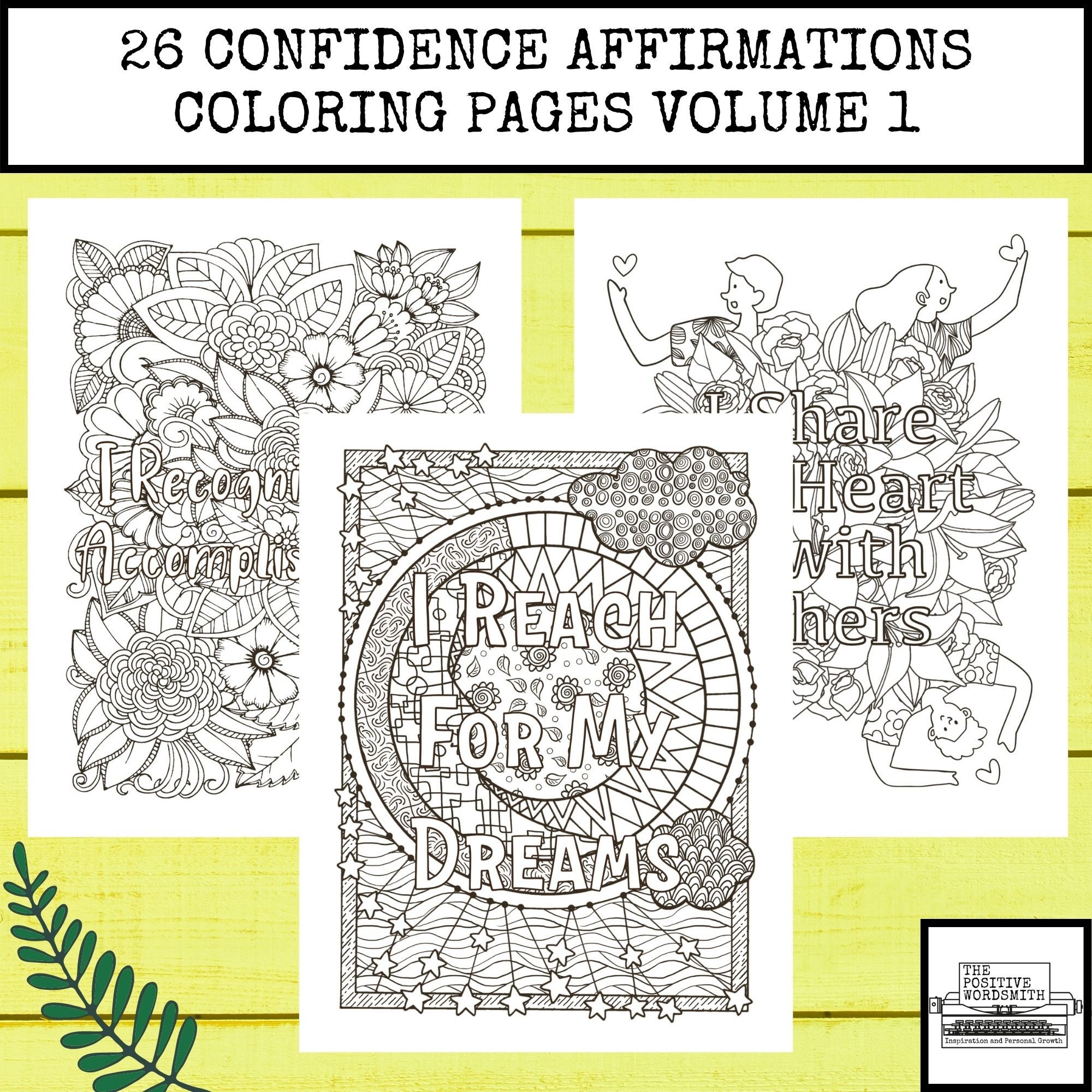26 Confidence Affirmations Coloring Pages Volume 1, Inspirational ...