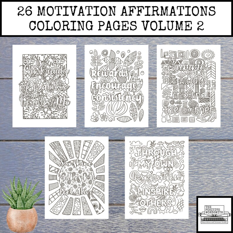 26 Motivation Affirmations Coloring Pages Volume 2, Inspirational ...