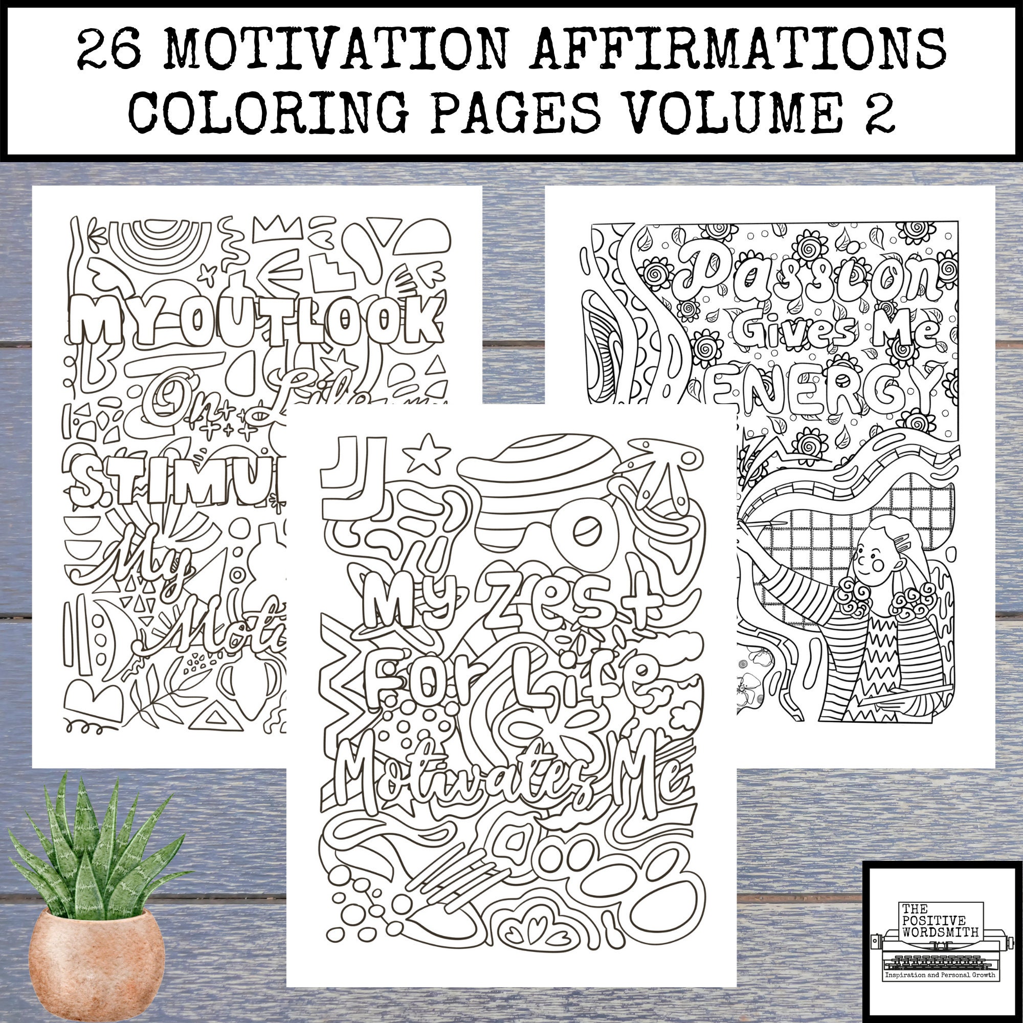 26 Motivation Affirmations Coloring Pages Volume 2, Inspirational ...