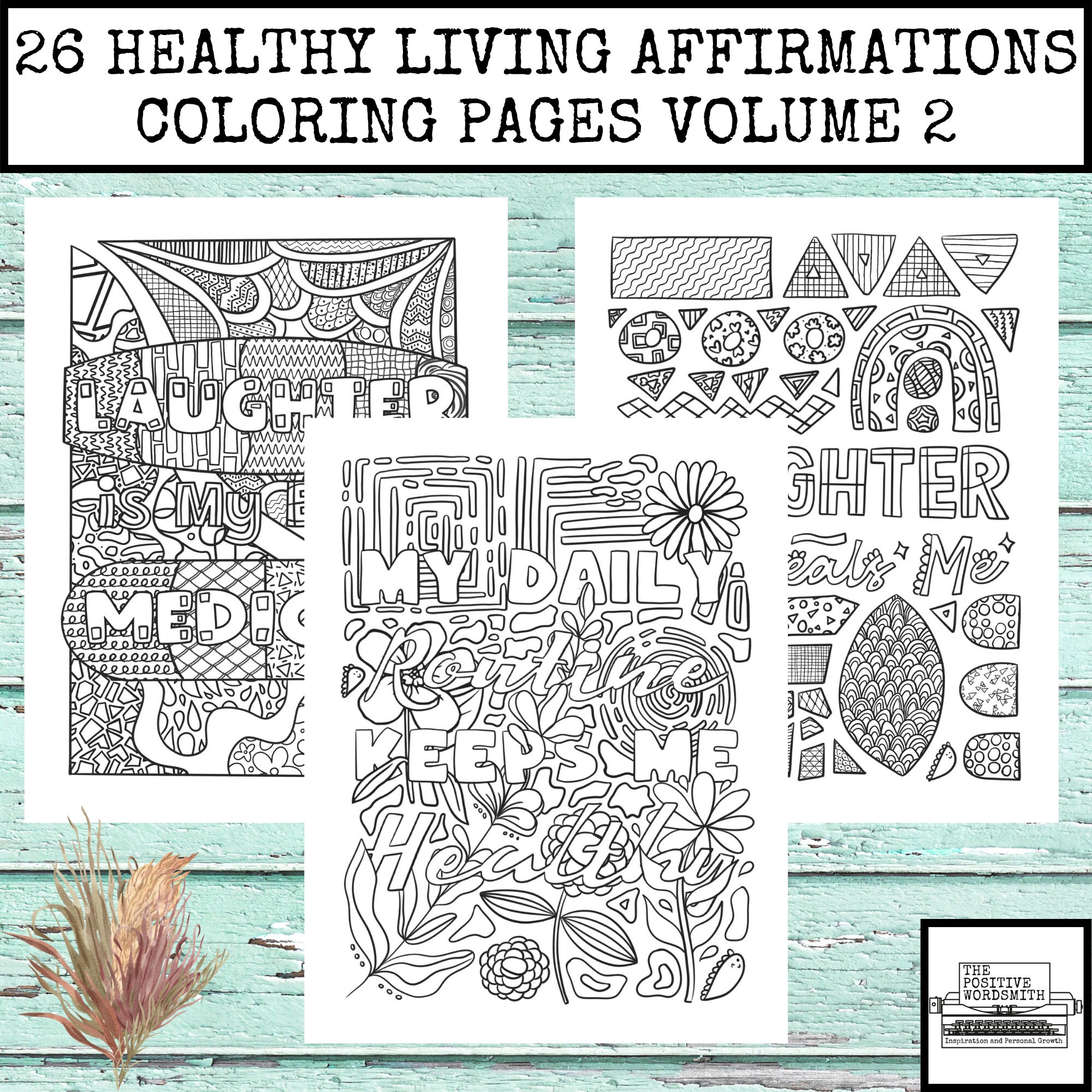 26 Healthy Living Affirmations Coloring Pages Volume 2, Inspirational ...