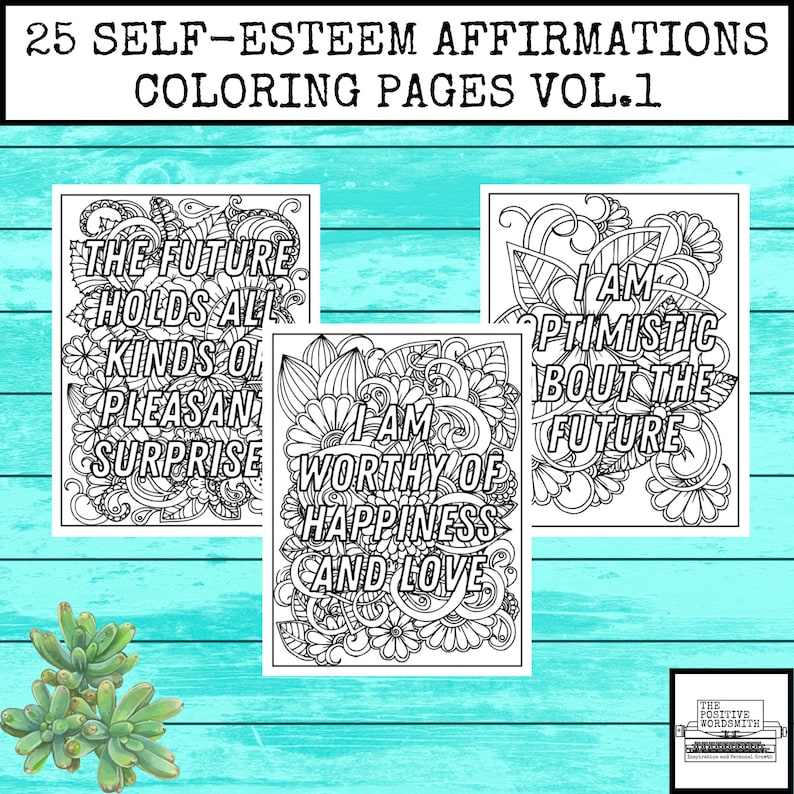 25 Self-esteem Affirmation Coloring Pages Volume 1, Inspirational ...