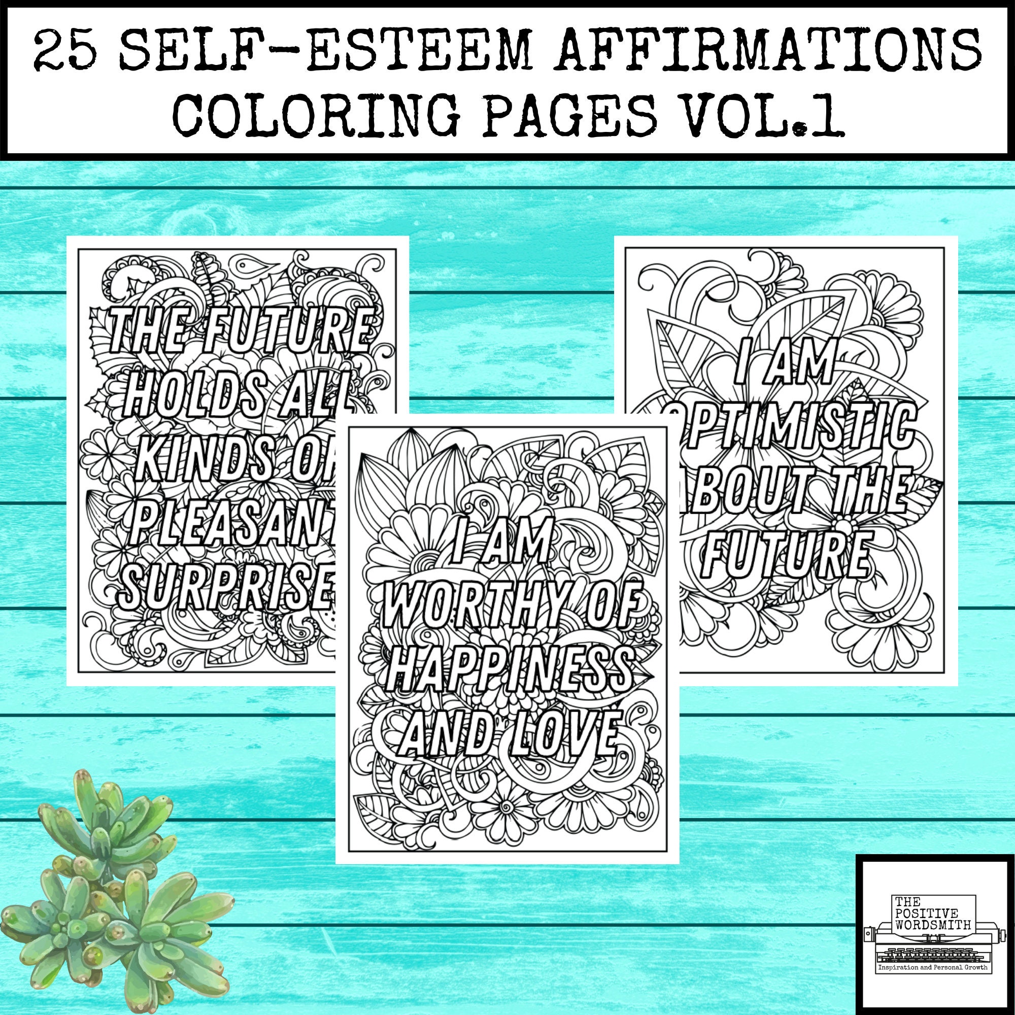 25 Self-esteem Affirmation Coloring Pages Volume 1, Inspirational ...