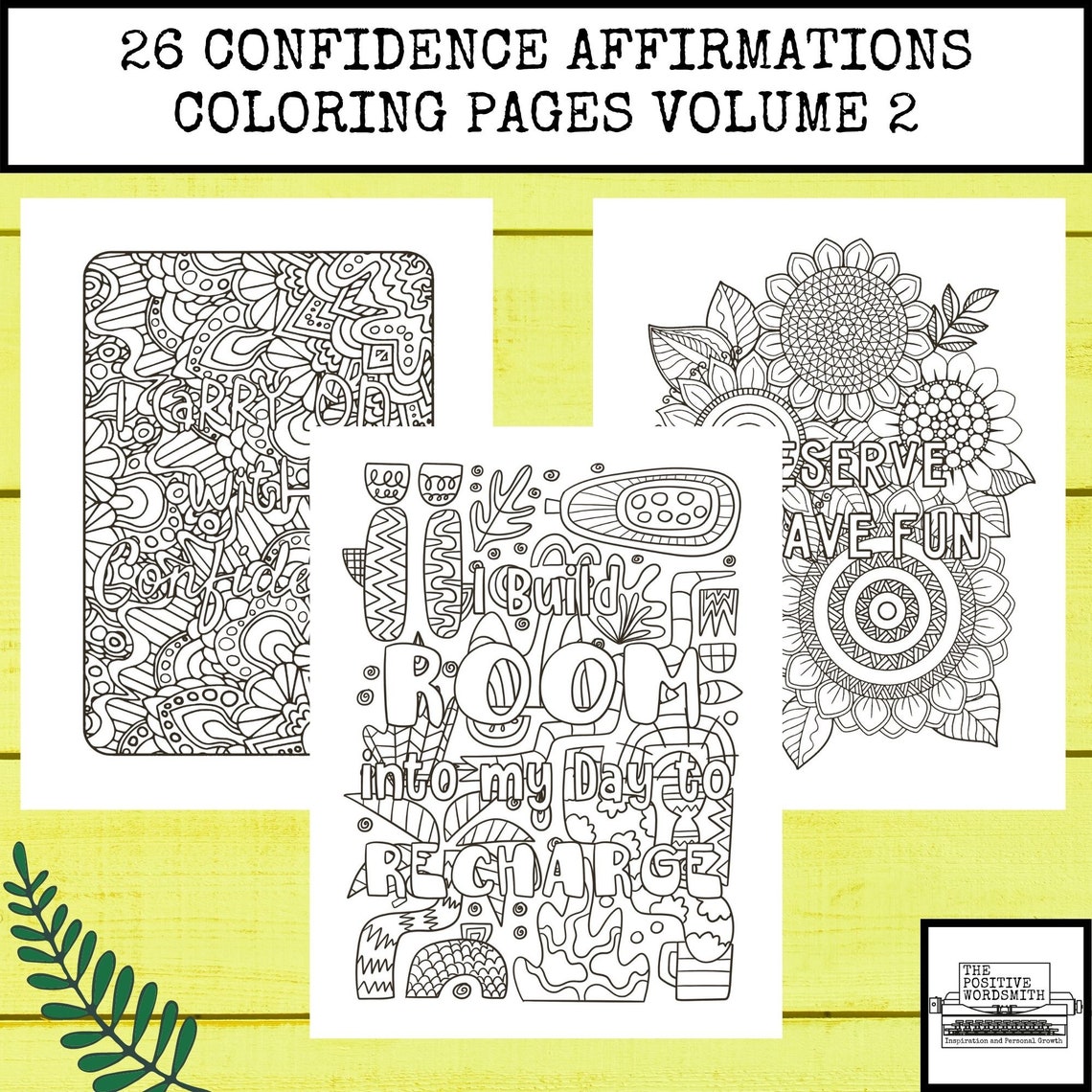 26 Confidence Affirmations Coloring Pages Volume 2, Inspirational ...