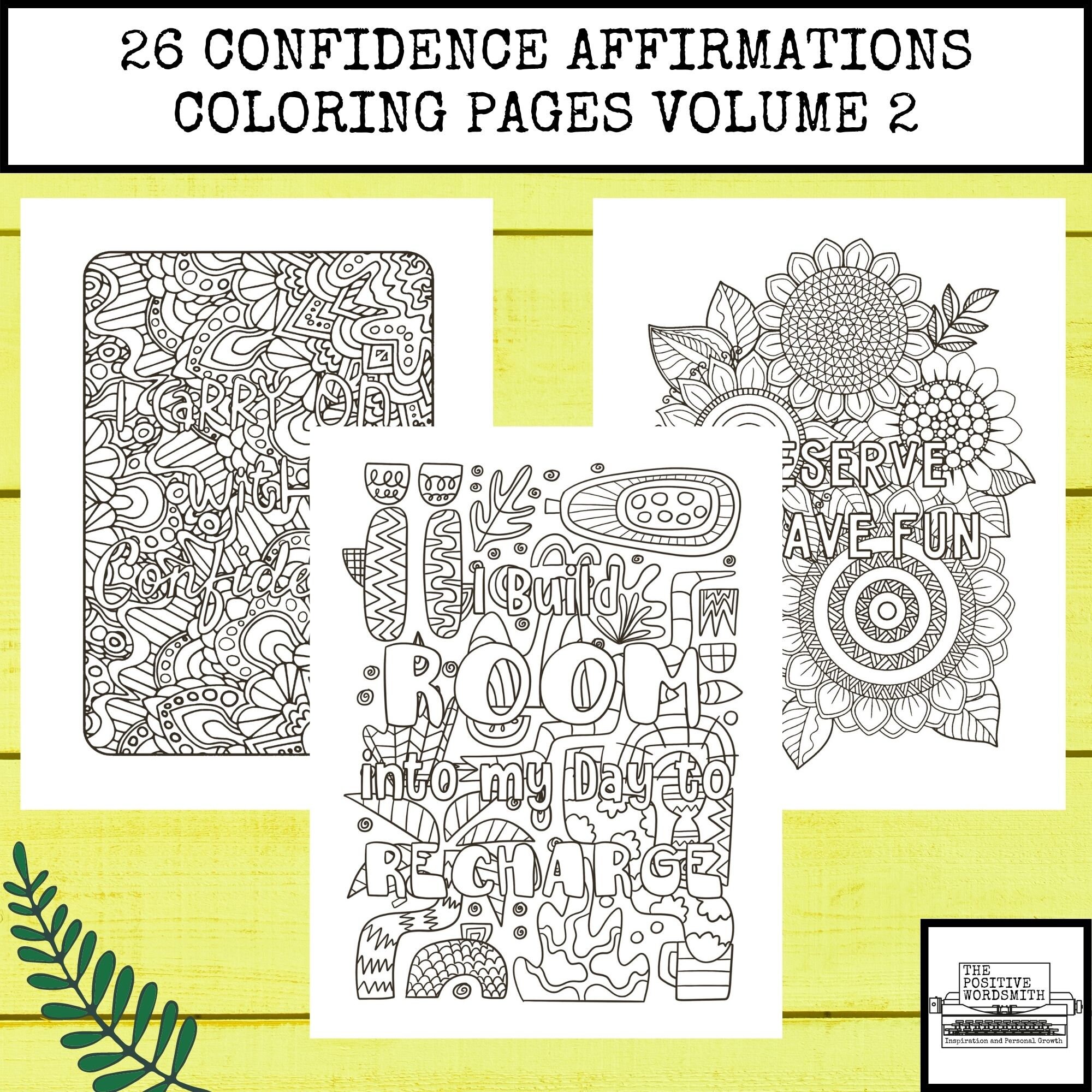 26 Confidence Affirmations Coloring Pages Volume 2, Inspirational ...