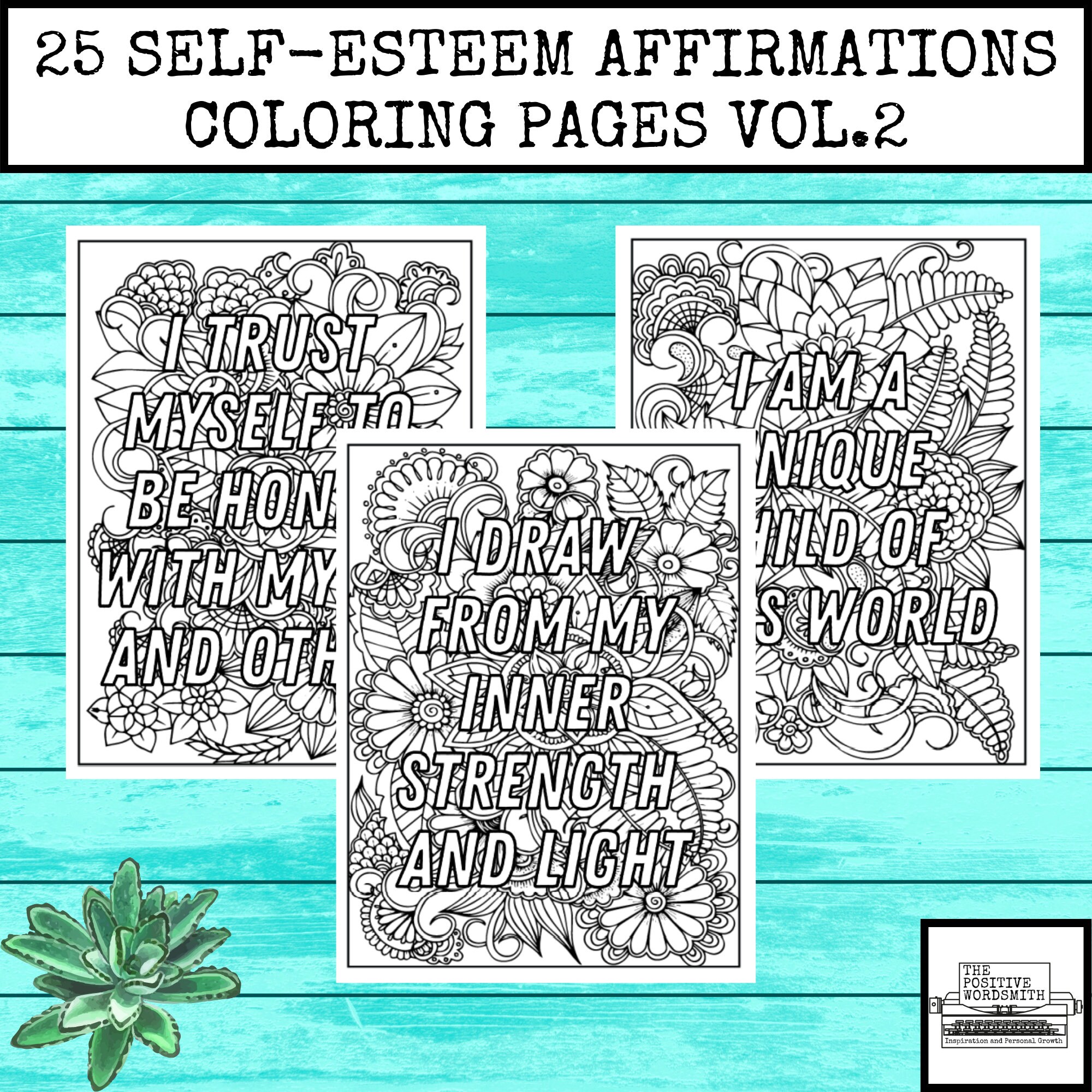 25 Self-esteem Affirmation Coloring Pages Volume 2, Inspirational ...