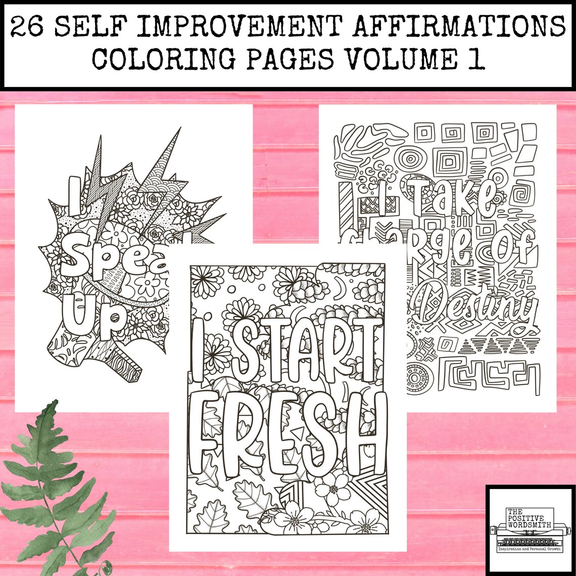 26 Self Improvement Affirmations Coloring Pages Volume 1, Inspirational ...