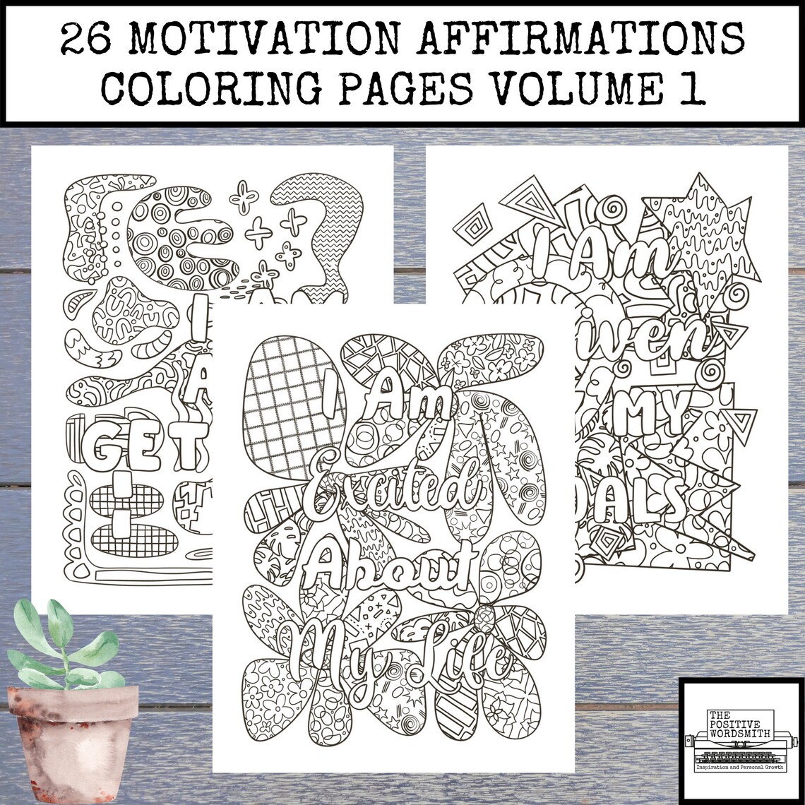 26 Motivation Affirmations Coloring Pages Volume 1, Inspirational ...