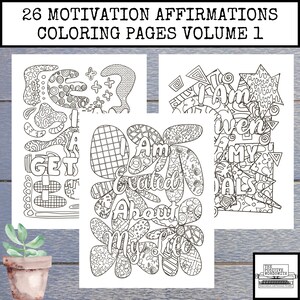 26 Motivation Affirmations Coloring Pages Volume 1, Inspirational ...