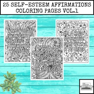 25 Self-esteem Affirmation Coloring Pages Volume 1, Inspirational ...