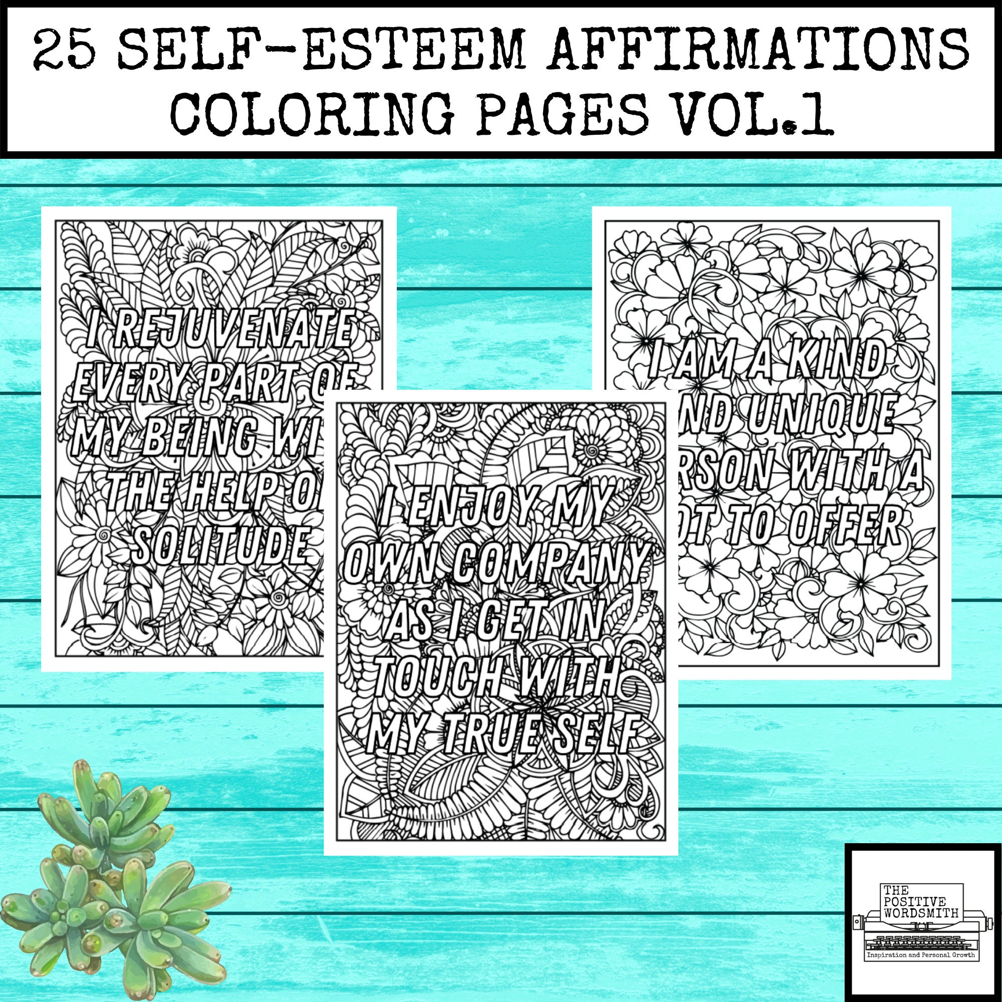 25 Self-esteem Affirmation Coloring Pages Volume 1, Inspirational ...