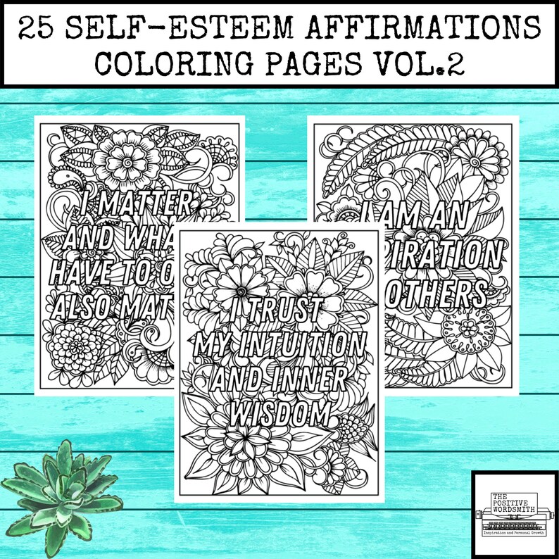 25 Self-esteem Affirmation Coloring Pages Volume 2, Inspirational ...