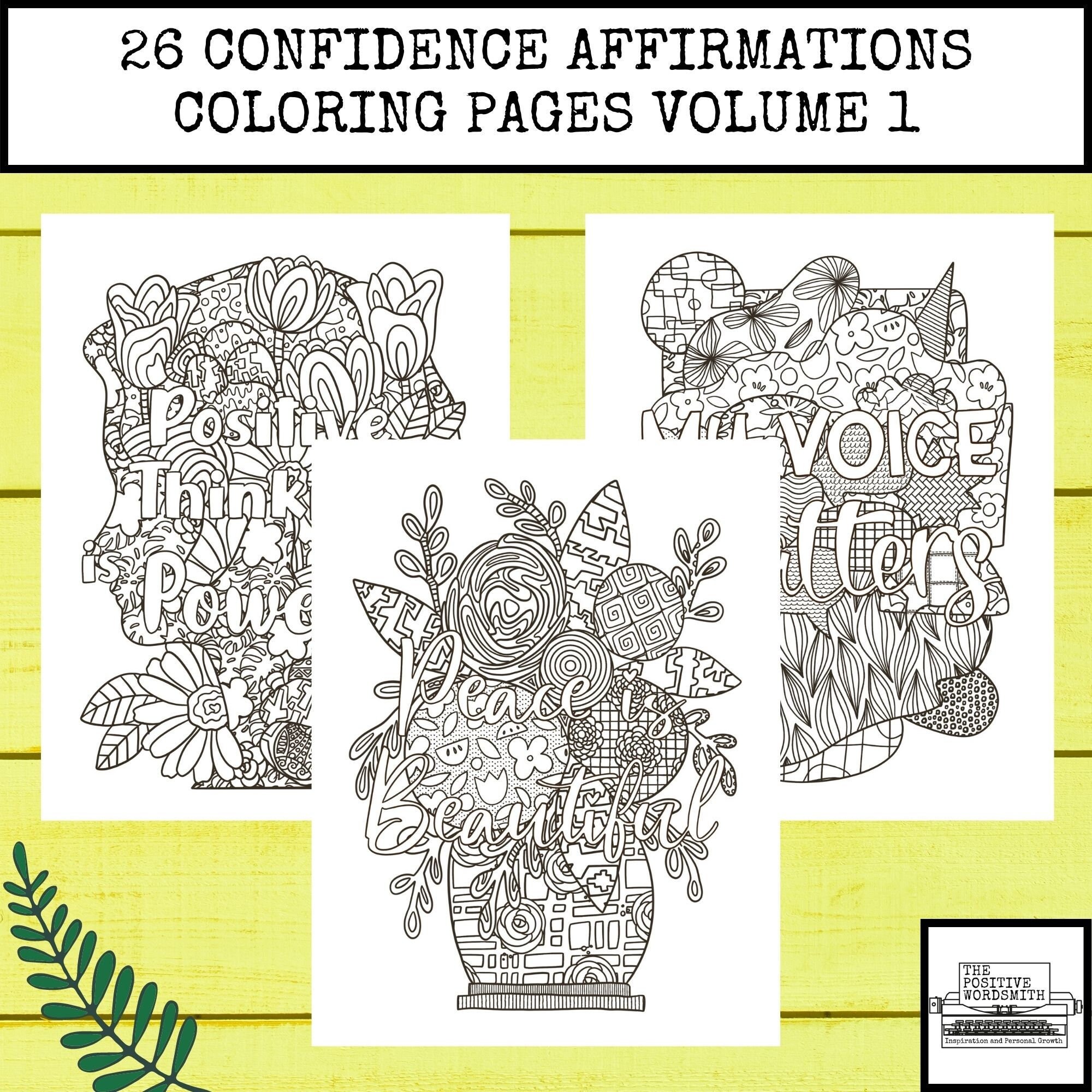 26 Confidence Affirmations Coloring Pages Volume 1, Inspirational ...