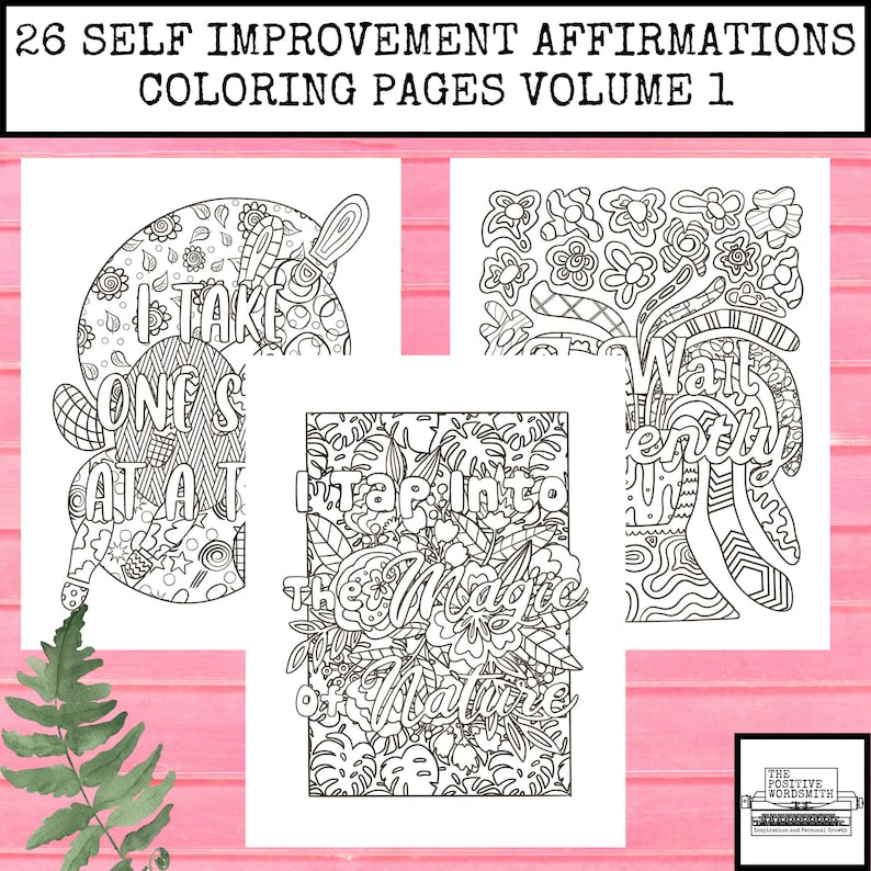 26 Self Improvement Affirmations Coloring Pages Volume 1, Inspirational ...
