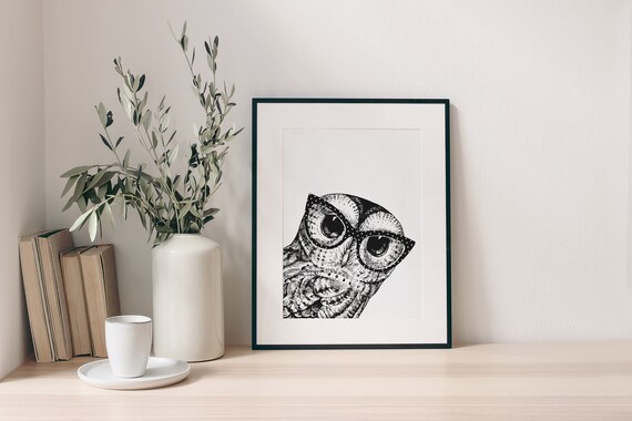 Hipster Drawing Owl