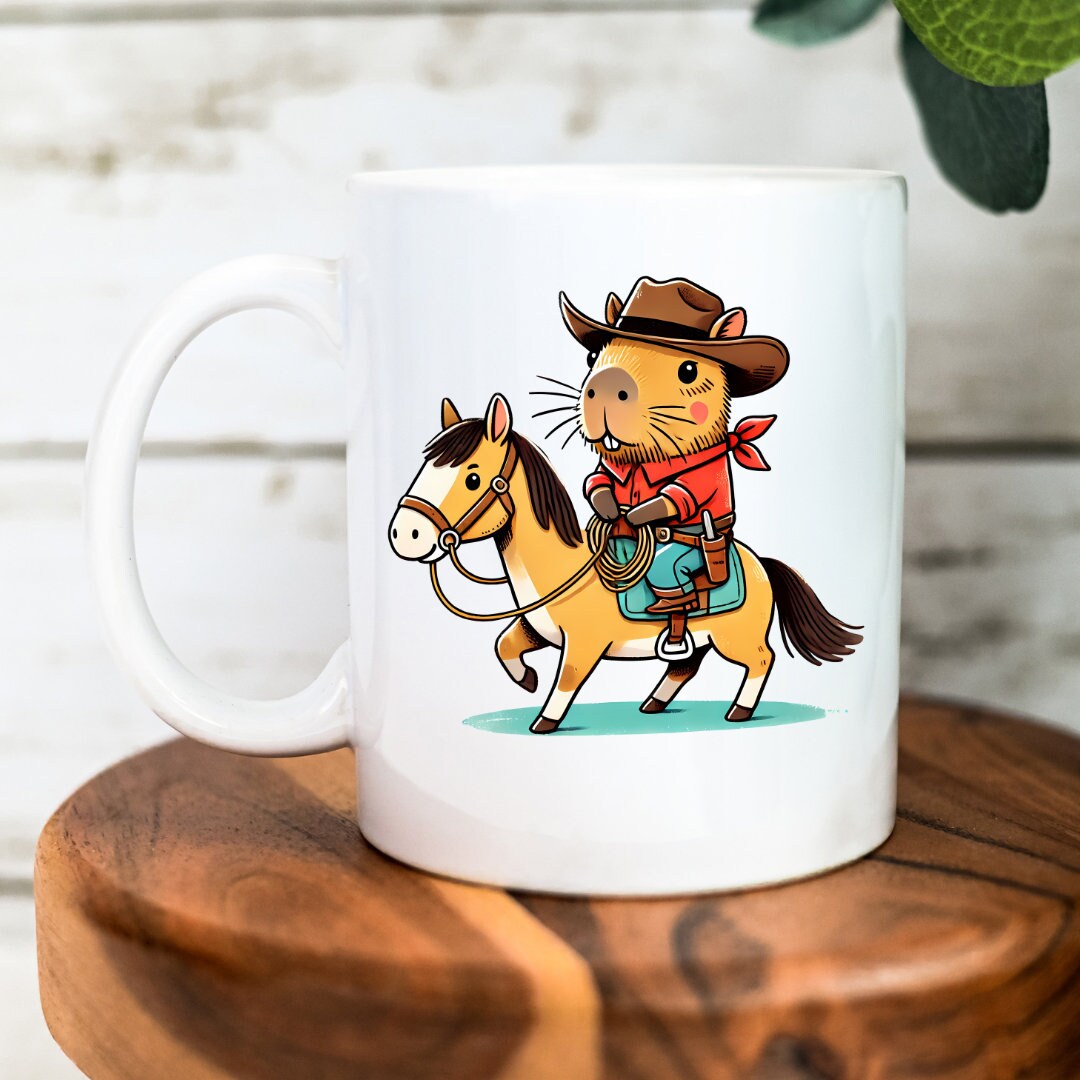 Capybara Cowboy Capybara Rinding A Horse Cartoon Design Country Western ...