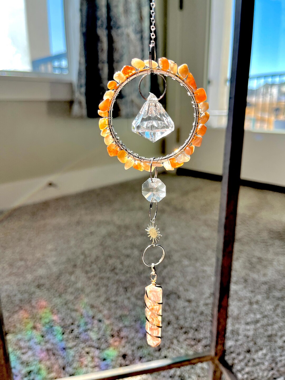 Silver Suncatcher Gift for Women Friendship Gift for Friend Sunstone ...