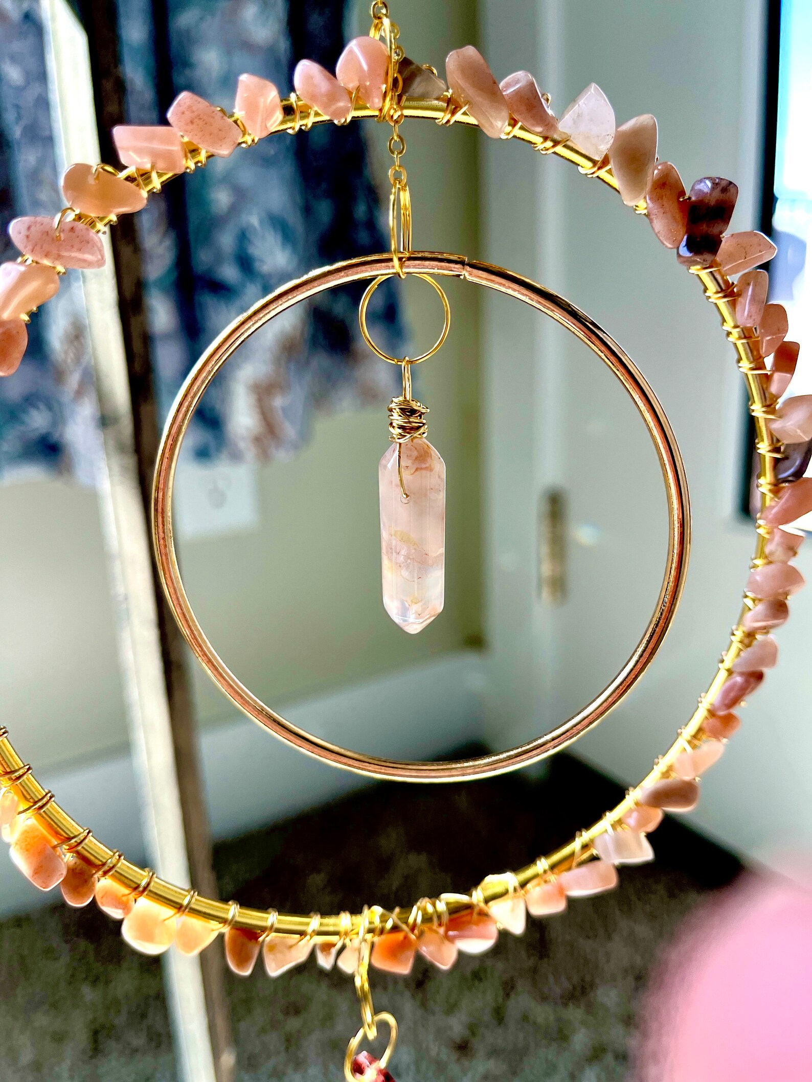 Gold Suncatcher Gift for Women Friendship Gift for Friend Flower Agate ...
