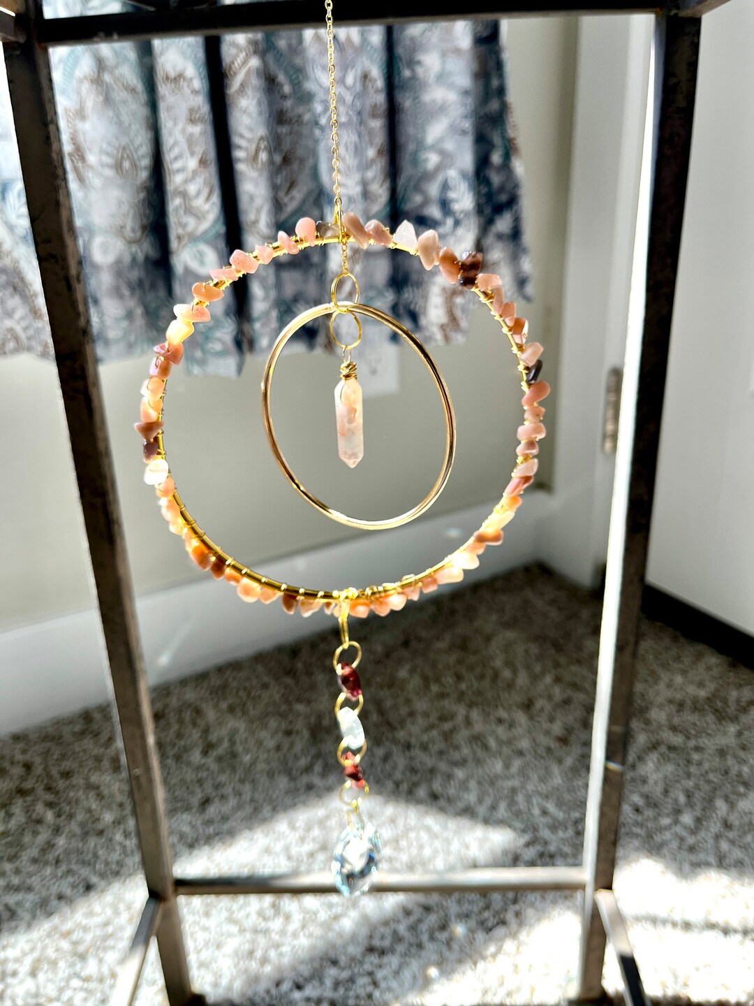 Gold Suncatcher Gift for Women Friendship Gift for Friend Flower Agate ...