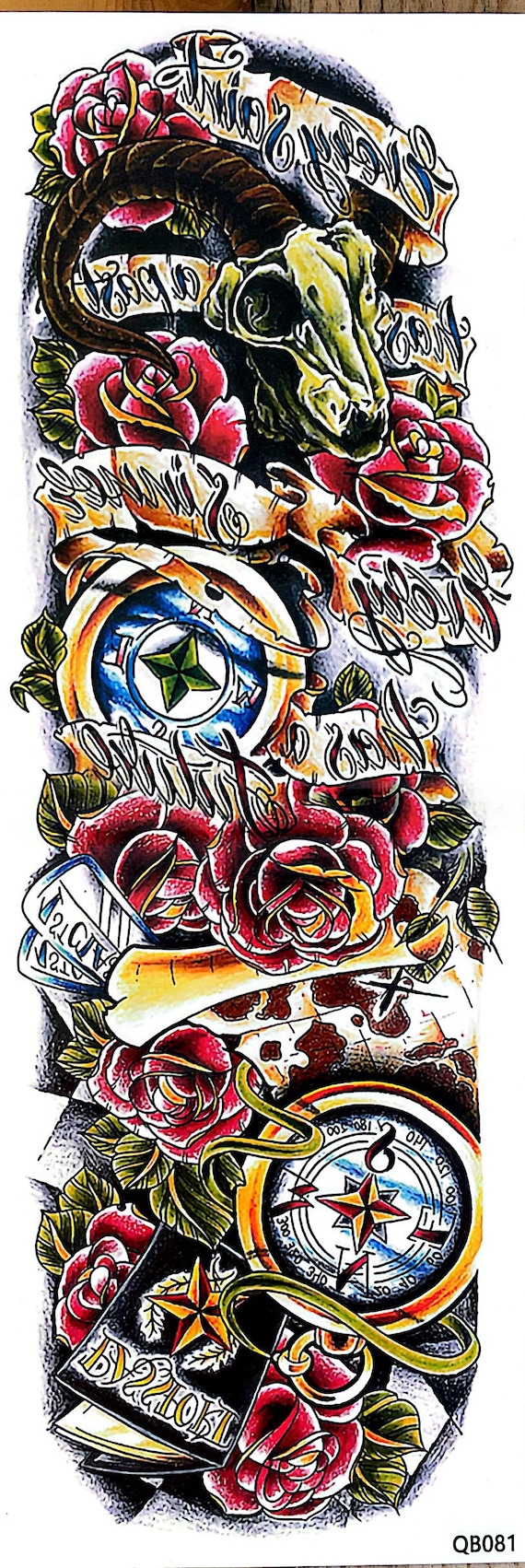 Colorful Time Clock Full Sleeve Tattoo - Etsy