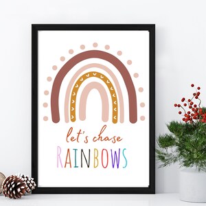 Nursery Art Set of 6 Prints, Rainbow Nursery Wall Art, Boho Nursery ...