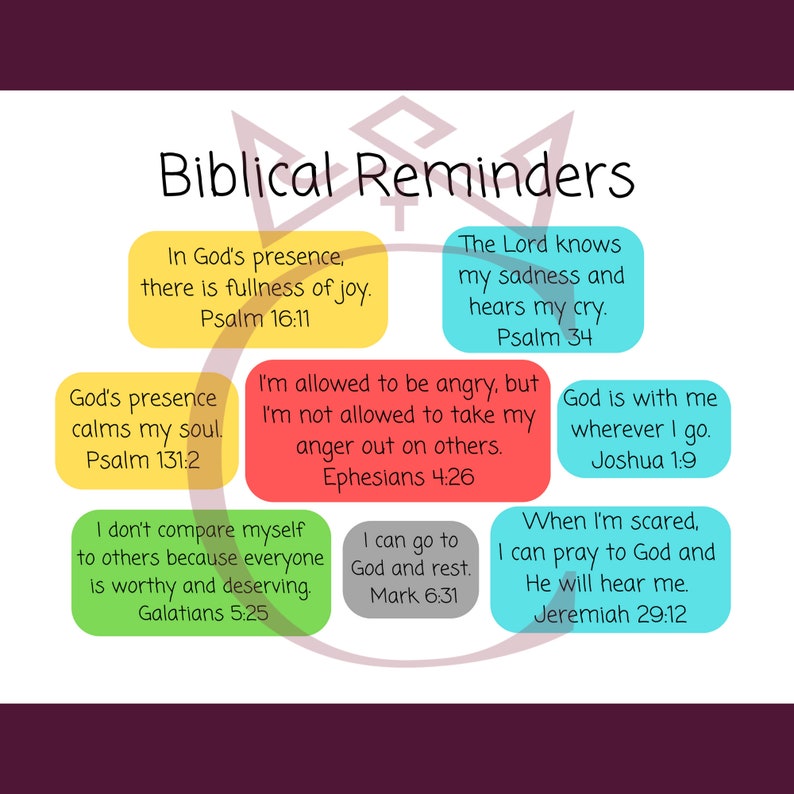 Calming Corner Feelings Poster With Scriptures and Regulation Steps for ...