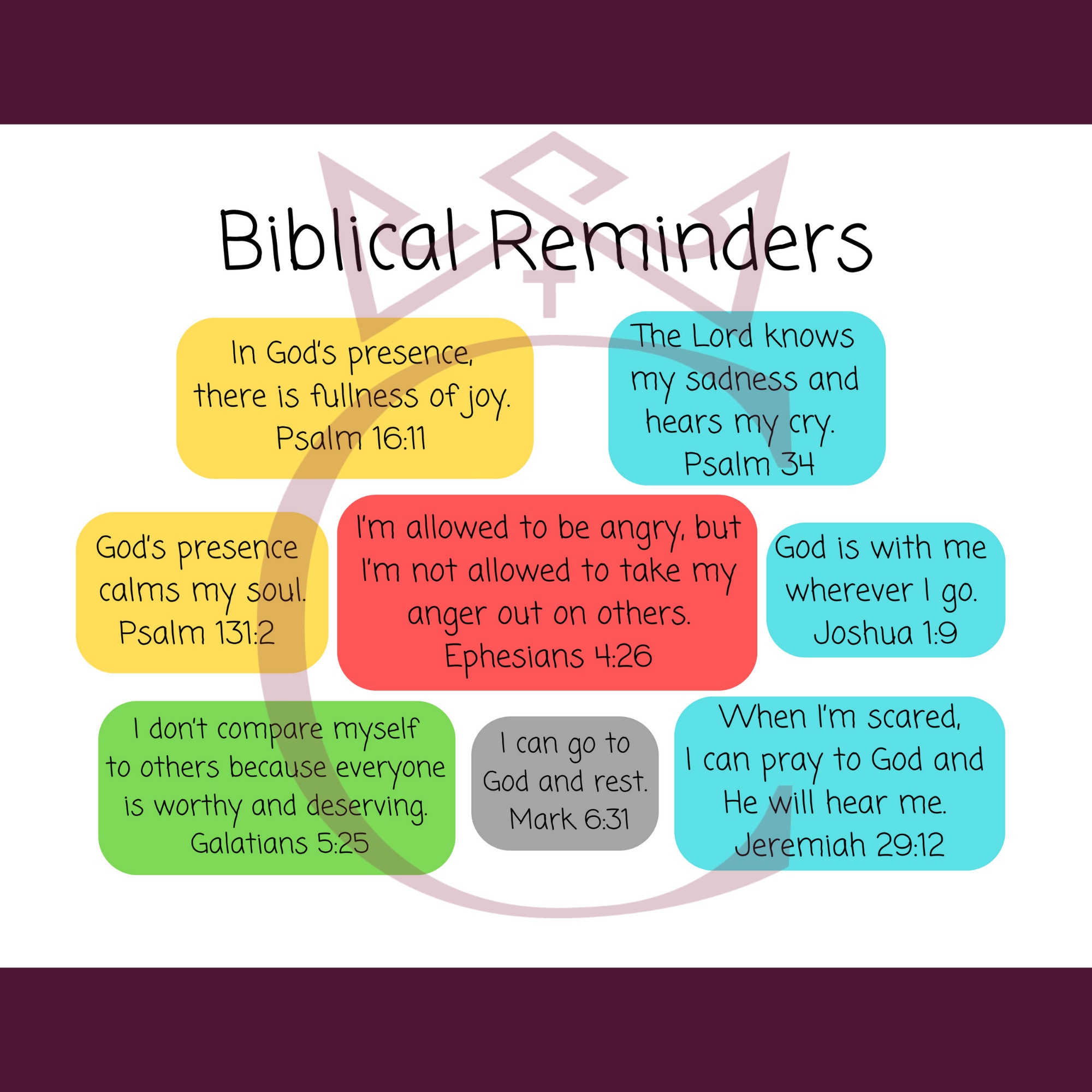 Catholic Calm Down Corner Printable for Kids, Christian Feelings Chart ...