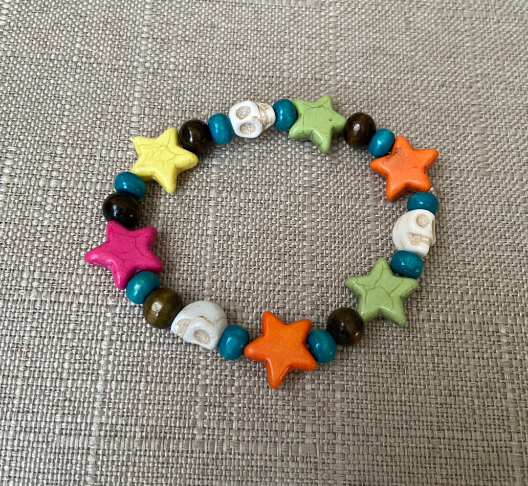 Johnny Depp Inspired Stars and Skull Beaded Bracelet Elastic Gift ...