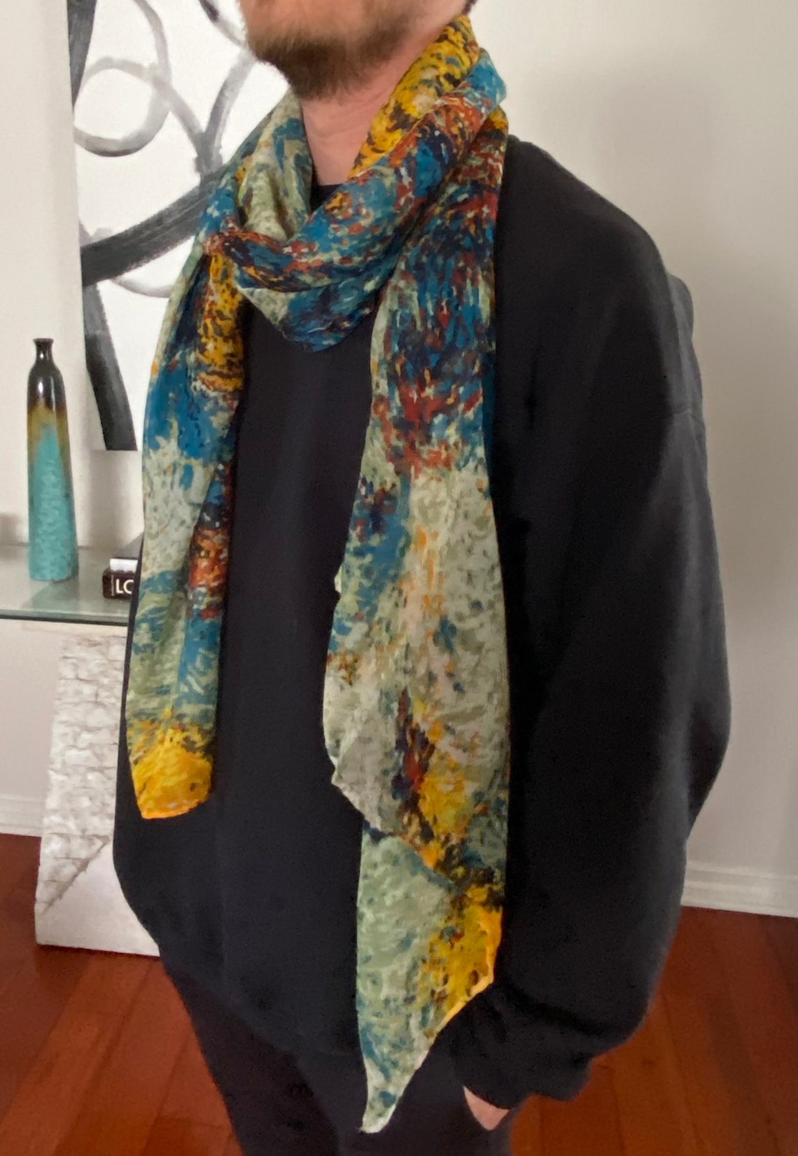 Johnny Depp Inspired Scarf Colorful Vintage Ripple Shawl, Lightweight ...