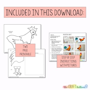 Rooster Craft (printable Craft Template) / Printable Kids Craft Digital ...