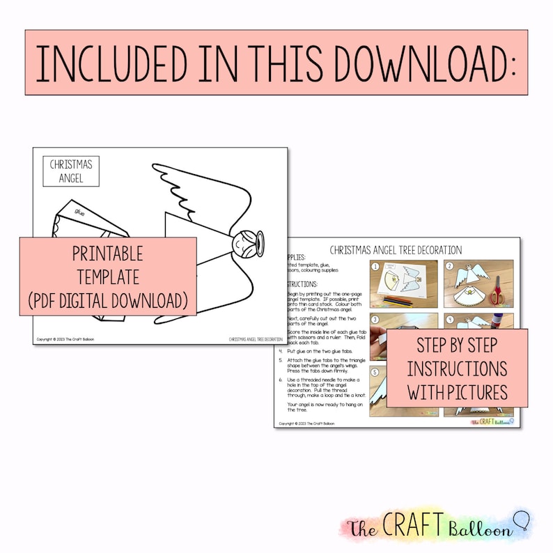 Christmas Angel Tree Decoration (printable Craft Template) - Etsy