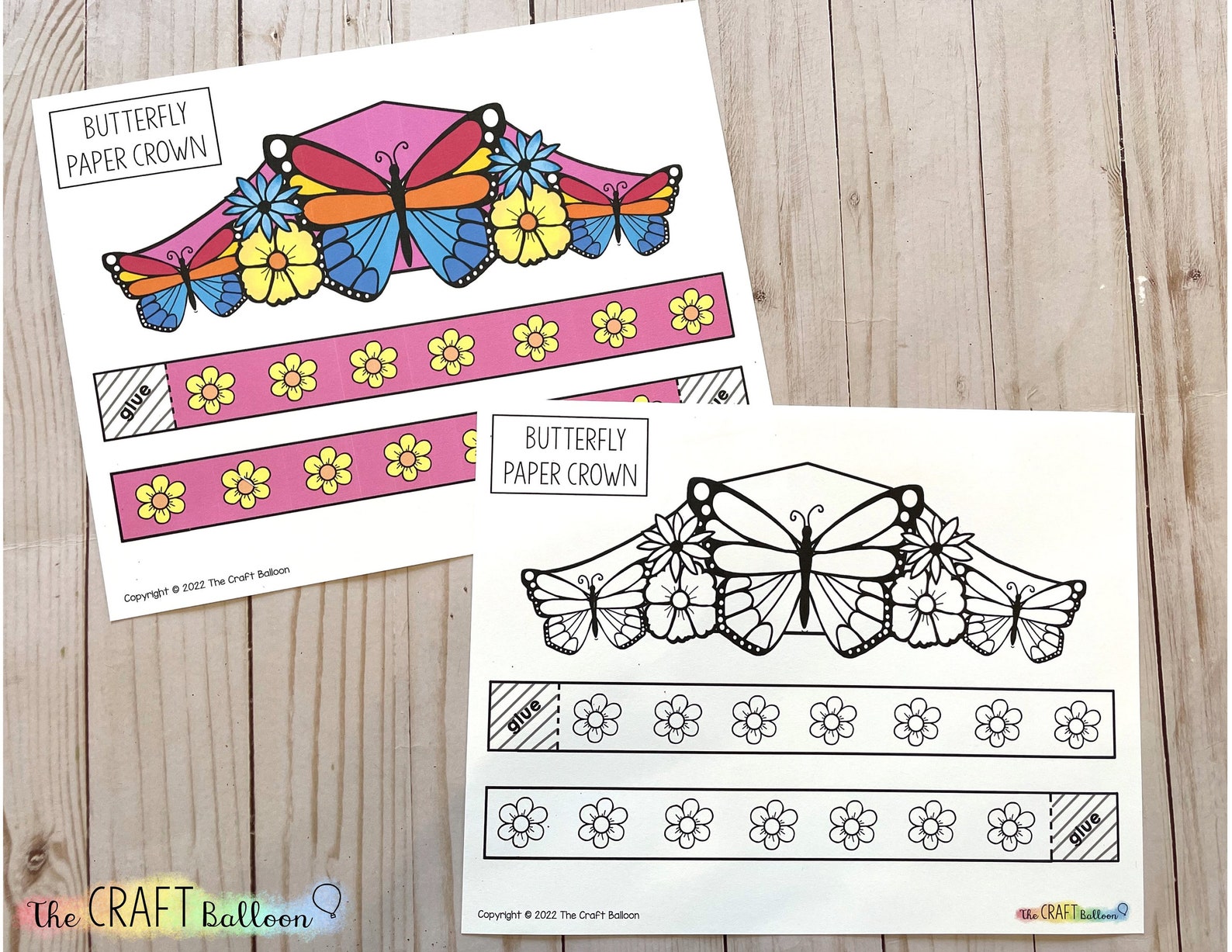Butterfly Paper Crown printable Template / Printable - Etsy