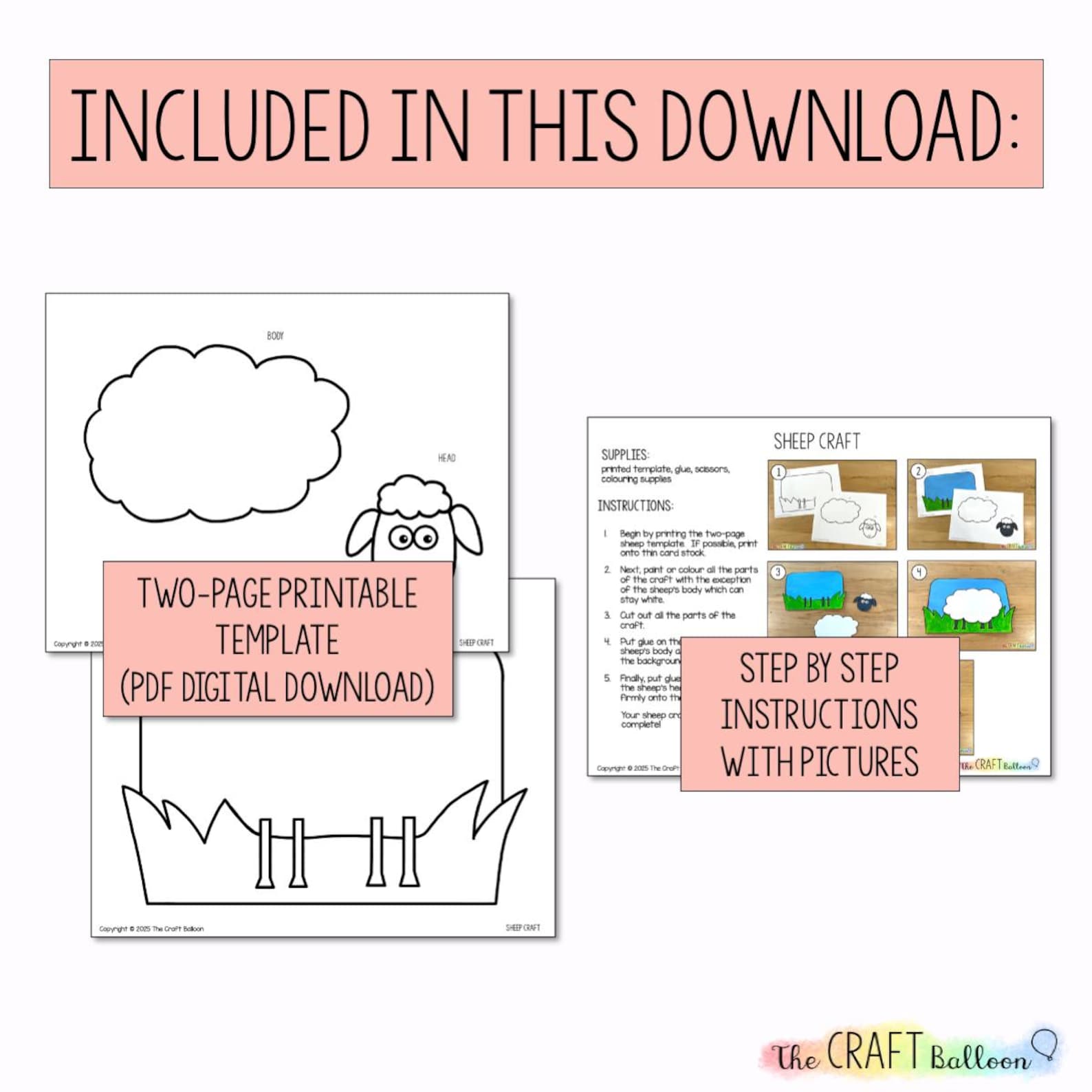 Sheep Craft for Kids, Cut and Paste Activity, Lamb Craft Project for ...