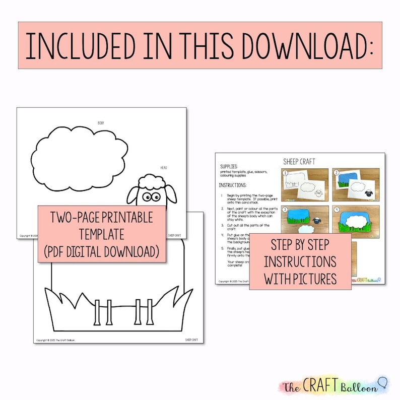 Sheep Craft for Kids, Cut and Paste Activity, Lamb Craft Project for ...