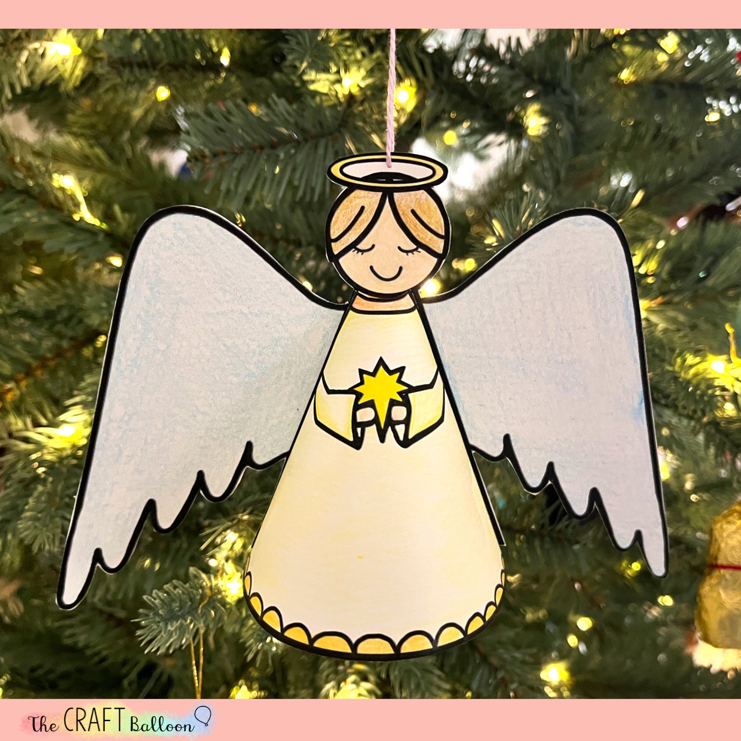 Christmas Angel Tree Decoration printable Craft Template - Etsy Canada