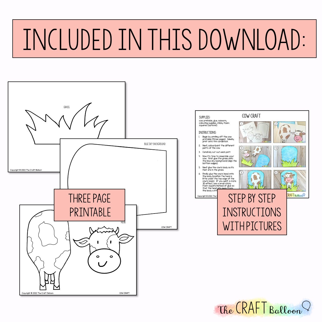 Cow Craft (printable Craft Template) / Printable Kids Craft Digital ...