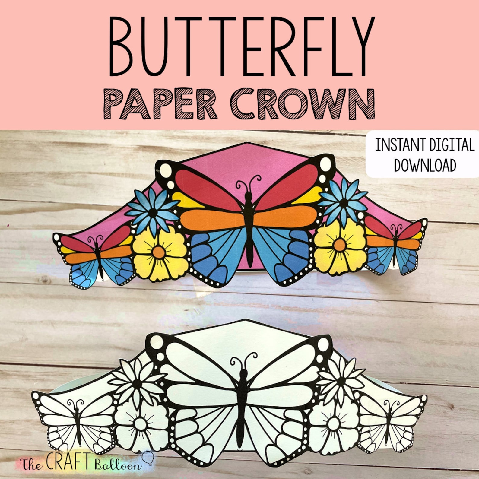 Butterfly Paper Crown (printable Template) / Printable Butterfly ...