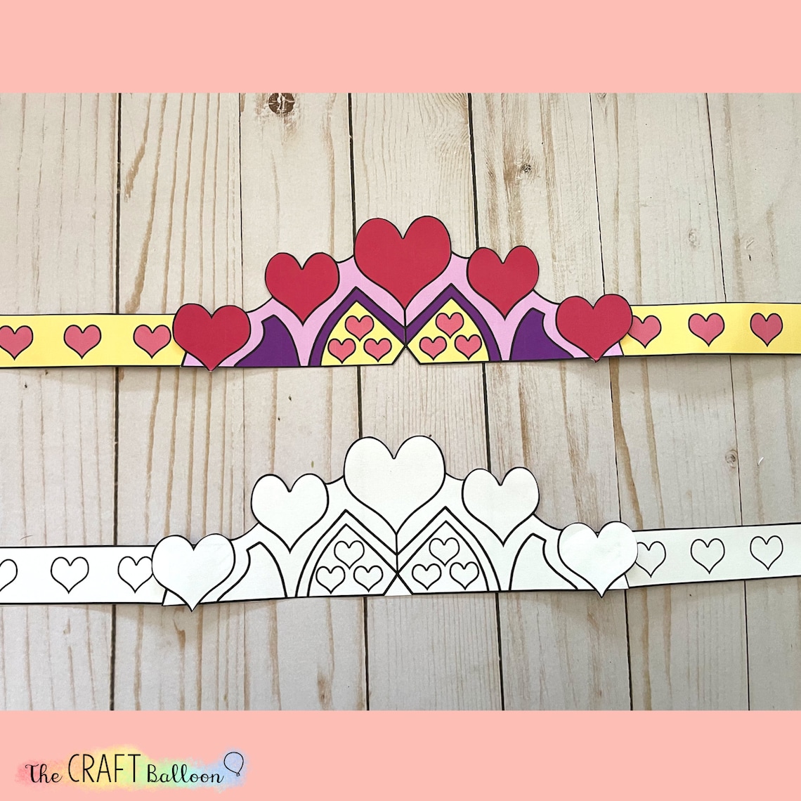 Heart Paper Crown printable Template / Paper Child's Headband Digital ...