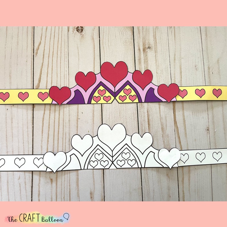Heart Paper Crown (printable Template) / Paper Child's Headband Digital ...