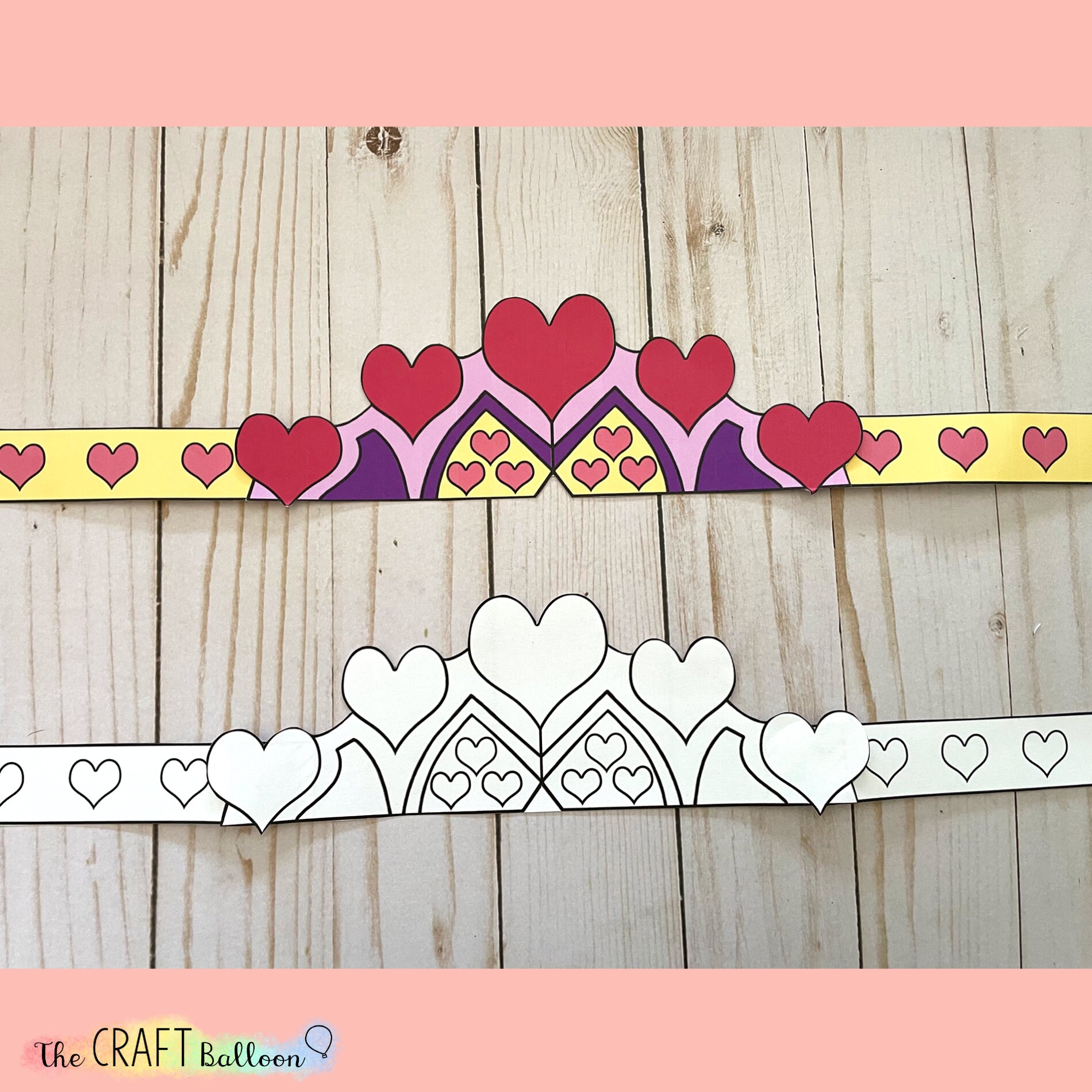 Heart Paper Crown (printable Template) / Paper Child's Headband Digital ...