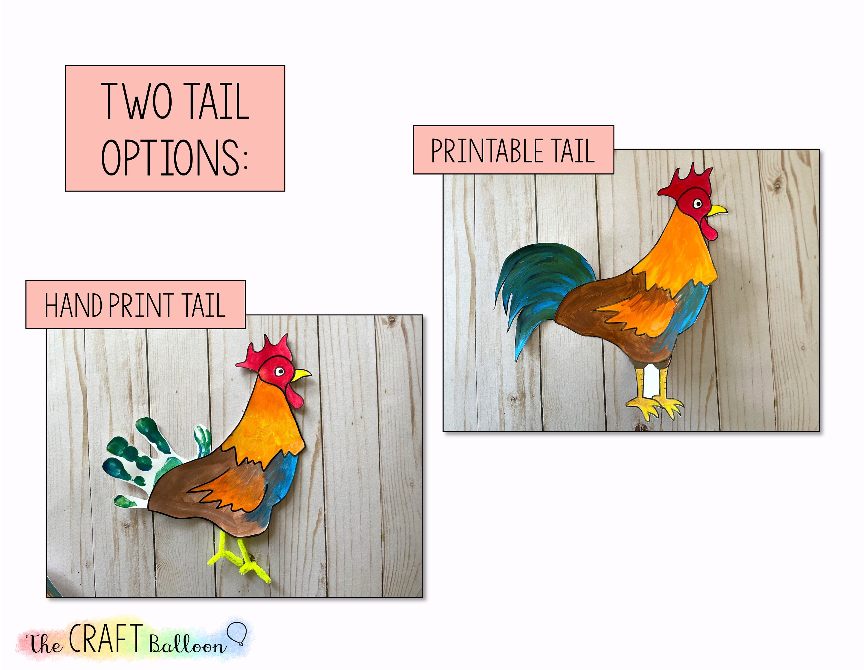 Rooster Craft printable Craft Template / Printable Kids - Etsy Canada